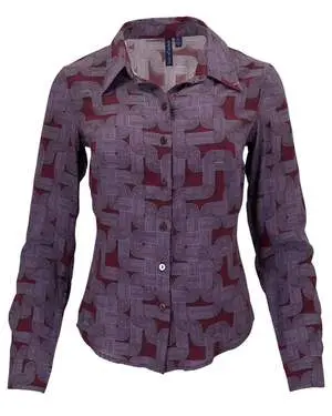 LORDS OF HARLECH Sutton Blons Geo Port Stretch Silk Long-sleeve Shirt - Red