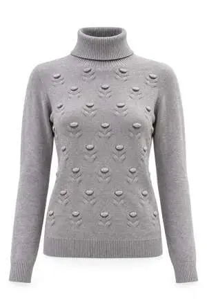 JAMES LAKELAND Floral Roll Neck Jumper - Grey