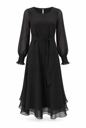 JAMES LAKELAND Belted Midi Dress - Black