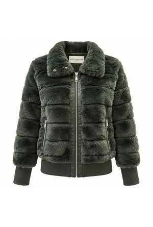 JAMES LAKELAND Panelled Faux Fur Jacket - Green