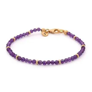 NELLOU JEWELLERY Amethyst Orbit Bracelet February Plated Sterling Silver - Gold