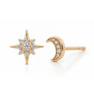 NELLOU JEWELLERY Celestial Duo Stud Earrings Plated Sterling Silver