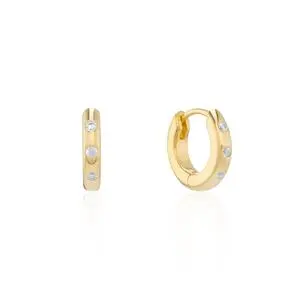 AUREE JEWELLERY Fernshaw Mini Huggie Hoop Earrings With Cubic Zirconia - Gold