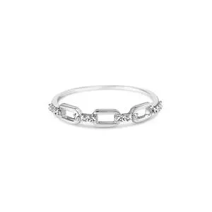 HAUS OF BRILLIANCE 925 Sterling Diamond Accent Paperclip Band Ring - Silver