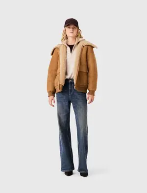 Maje Shearling Jacket - Beige