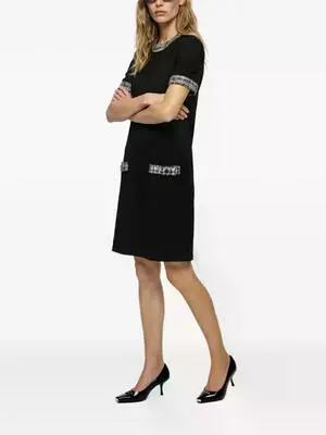 Karl Lagerfeld Bouclé-trim T-shirt Mini Dress - Black