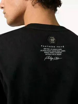 Philipp Plein Round-neck T-shirt Panther-skull Strass