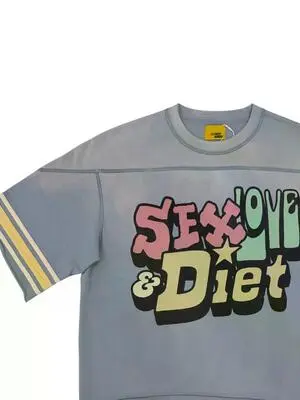 DIET STARTS MONDAY Sl&d Graphic-print Striped-sleeve T-shirt