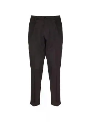 MICHAEL COAL Pleated Turn-up Trousers - Black
