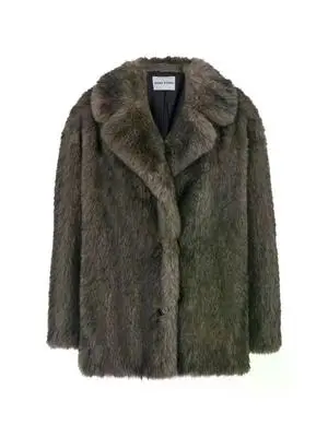STAND STUDIO Angelika Faux-fur Notched-lapels Coat