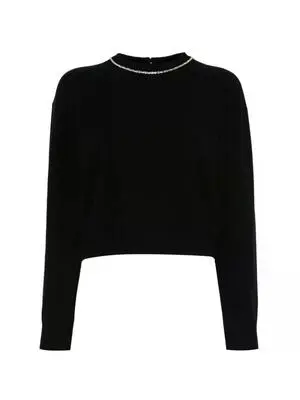 Alexander Wang Crystal-embellished Crew-neck Sweater - Black