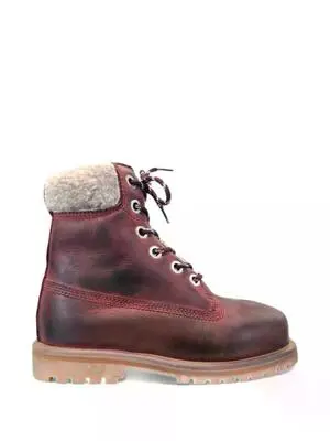 PDF Strada Giga Shearling-trim Lace-up Boots - Red
