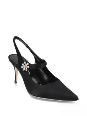 Manolo Blahnik Crystal-embellished Slingback Pumps