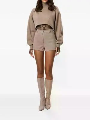 HAMZA Osaka Cropped Turtleneck Lace-bodysuit Set