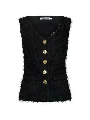 Anna Quan Magda Textured Button-up Top - Black