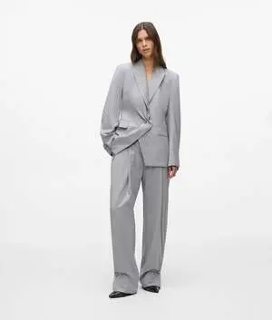 Karl Lagerfeld Pierced Detail Tailored Pants - Medium Grey Melange