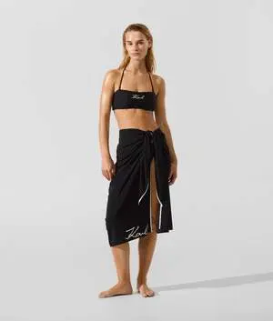 Karl Lagerfeld Signature Wrap Pareo - Black
