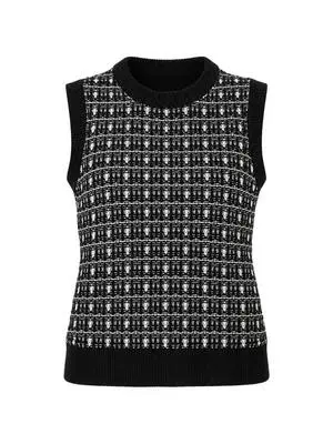 Varley Safia Intarsia-knit Top - Black