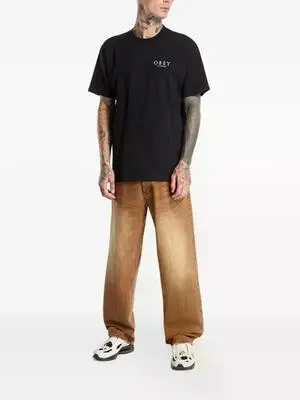 Obey Logo-print Floral-print T-shirt