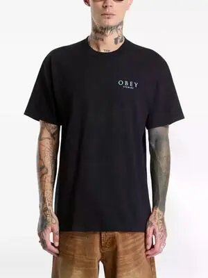 Obey Logo-print Floral-print T-shirt