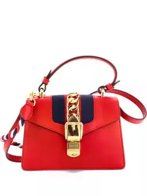 Gucci Sylvie Top Handle Bag Leather Mini Satchel - Red