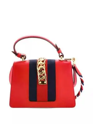 Gucci Sylvie Top Handle Bag Leather Mini Satchel - Red