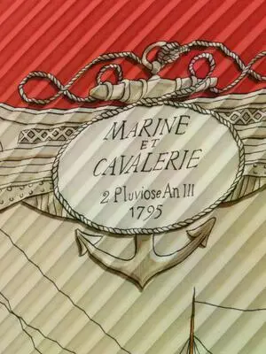 Hermès 2010s Marine Et Cavalerie Pleated Scarf - Red
