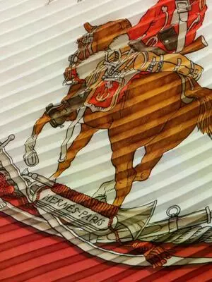 Hermès 2010s Marine Et Cavalerie Pleated Scarf