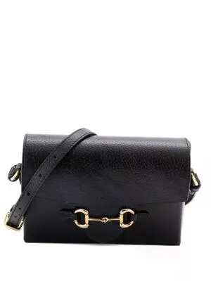 Gucci Horsebit 1955 Flap Leather Mini Crossbody Bag - Black