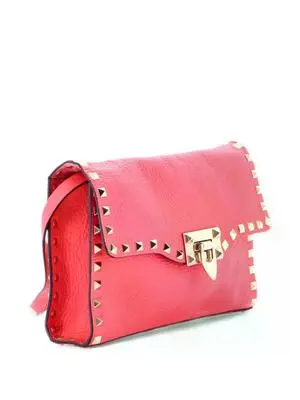 Valentino Garavani Rockstud Flip Lock Flap Bag Leather Medium Crossbody Bag - Pink