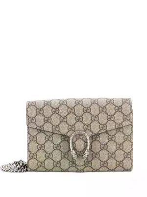 Gucci Dionysus Chain Wallet Gg Coated Canvas Small Crossbody Bag - Brown