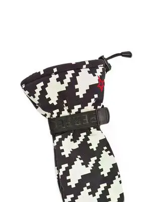 Perfect Moment Houndstooth-print Mittens Gloves - Black