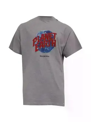 Balenciaga Planet Earth Distressed T-shirt - Grey