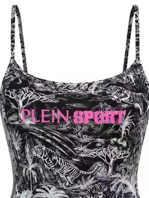 PLEIN SPORT Tiger-print Logo-print Swimsuit