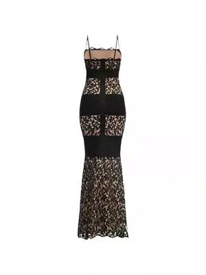 Herve Leger Marielle Guipure Lace Maxi Dress - Black