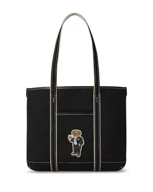 Polo Ralph Lauren Polo Bear Canvas & Leather Shopper Tote - Black