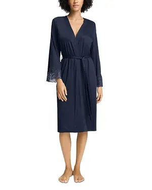 Hanro Azelia Lace Trim Robe - Deep Navy