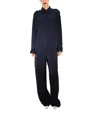 AGOLDE Shara Satin Wide Leg Cargo Pants