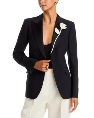Lafayette 148 New York Rose Embellished Peak Lapel Blazer