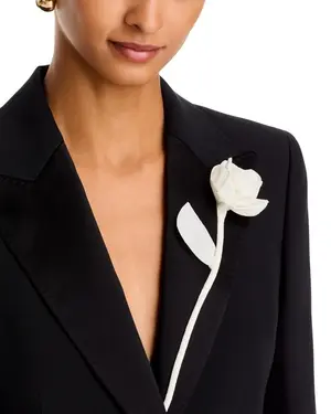 Lafayette 148 New York Rose Embellished Peak Lapel Blazer