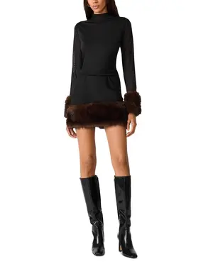 Steve Madden Lilienne Sheer Faux Fur Trim Top