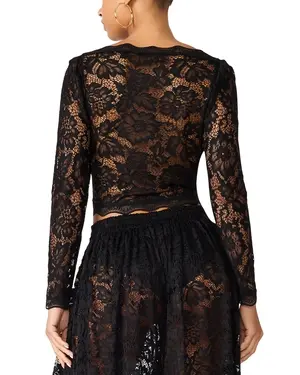 Steve Madden Alicea Lace Long Sleeve Cropped Top
