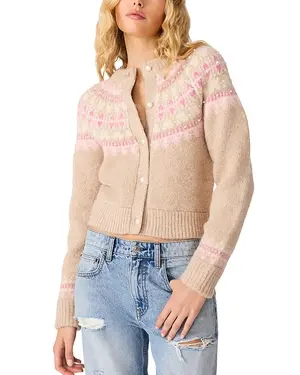Steve Madden Harriet Fair Isle Cropped Crewneck Cardigan - Multi