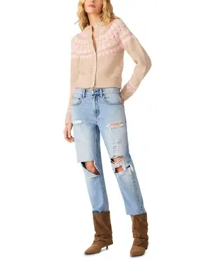 Steve Madden Harriet Fair Isle Cropped Crewneck Cardigan