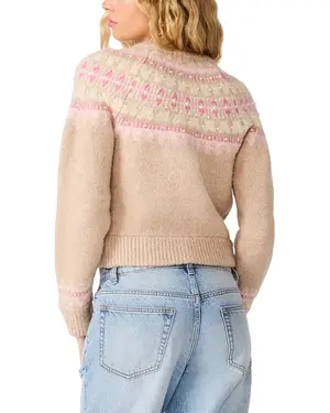 Steve Madden Harriet Fair Isle Cropped Crewneck Cardigan