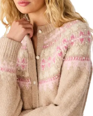 Steve Madden Harriet Fair Isle Cropped Crewneck Cardigan