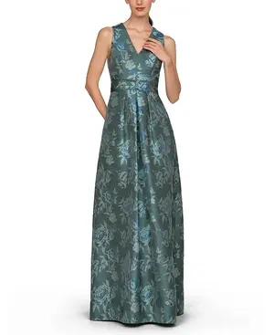 KAY UNGER Cameron Gown - Deep Teal Multi