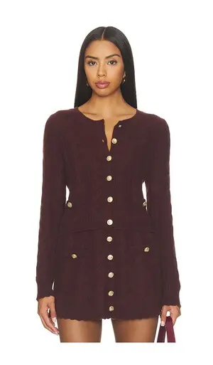 LoveShackFancy Eugenie Cardigan In Brown - Cinnabar
