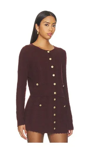 LoveShackFancy Eugenie Cardigan In Brown