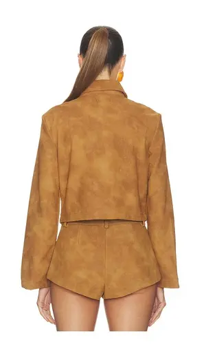 Bardot Lorenzo Croc Faux Suede Jacket In Brown